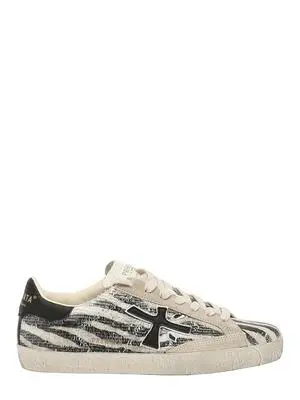 Premiata Stevend Leather And Glitter Sneakers - Multicolor