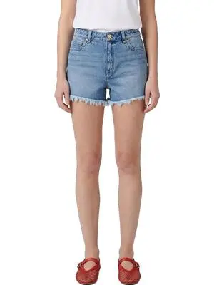 Michael Kors Denim Shorts With Raw Edge Hem - Black