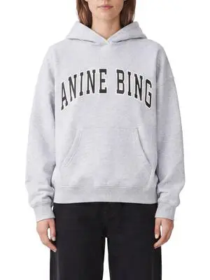 ANINE BING Cotton Logo Hoodie - Grey