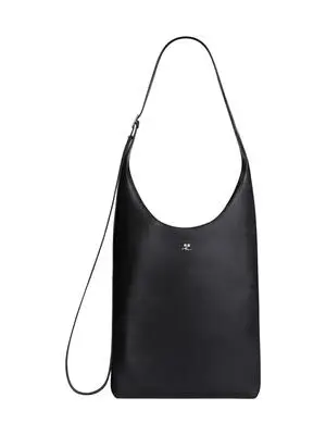 COURREGES Courrèges Leather Shoulder Bag Black