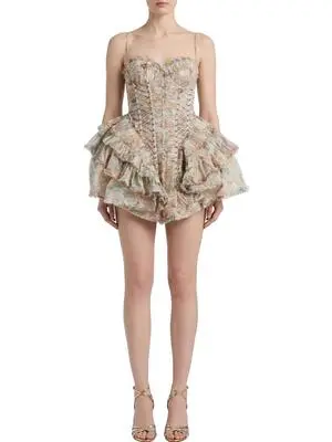 Zimmermann Printed Corset Dress With Ruffles - Multicolor