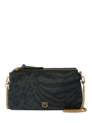 Pinko Leather Trimmed Chain Shoulder Bag - Red