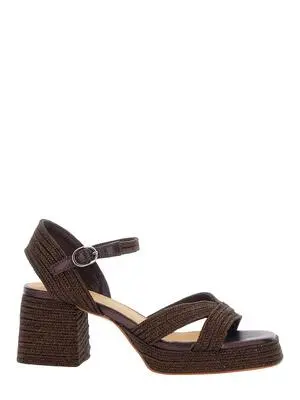 CastaÑer Vallita Woven Canvas Platform Sandals - Brown