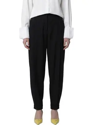 THELATEST Viscose Blend Straight Trousers - Black