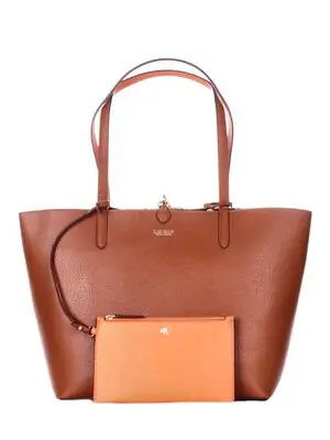 Ralph Lauren Reversible Faux Leather Tote Bag With Removable Pouch Orange