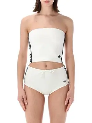 ADIDAS ORIGINALS Strapless Cropped Top With Signature Stripes - White
