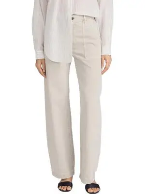 FRAME The Bow High-waist Wide-leg Utility Jeans - Flax