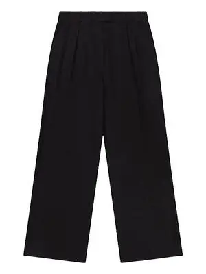 OMNES Wide-leg Linen-blend Trousers - Black