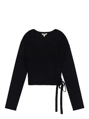 OMNES Soleil Knitted Wrap Top - Black