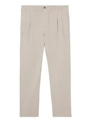 REISS Pablo Side-adjuster Cotton And Linen-blend Trousers - Stone