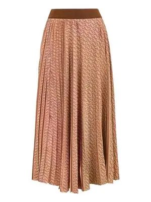 Herno Graphic Print Pleated Skirt - Orange