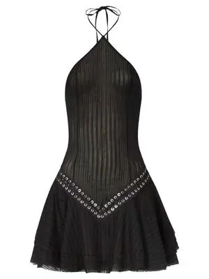 black jersey dress with sleeves Aminah Zipper Jersey Dress | Black | XS - 56 | Half-Zip Bodice, Flowing Hem, A-Line Silhouette | Clothing