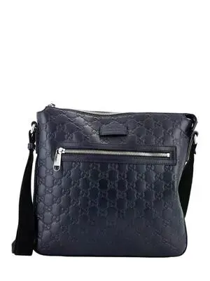 Gucci Signature Zip Messenger Bag S Sima Leather - Blue