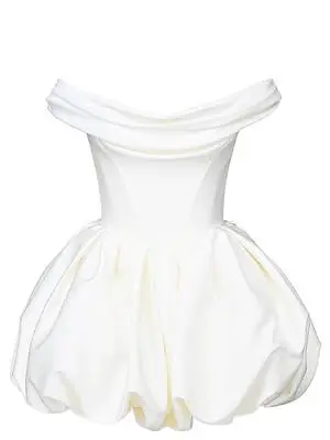 House Of Cb Leonora Off-the-shoulder Satin Mini Gown - Ivory