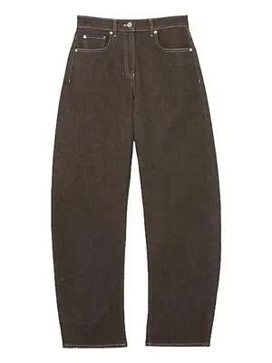 REISS Sabel Topstitched Barrel-leg Jeans - Brown