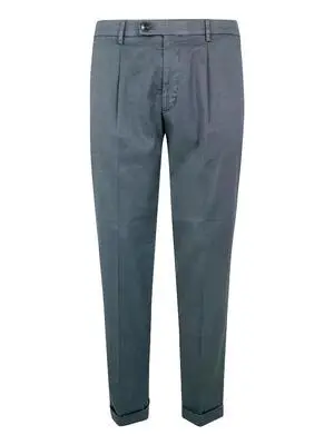 MICHAEL COAL Pleated Linen Trousers - Blue