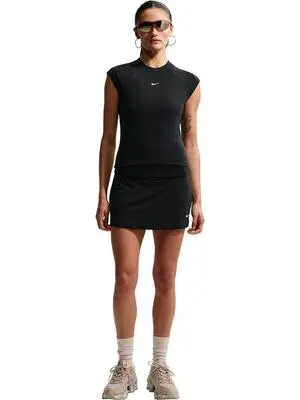 Nike Sportswear Chill Knit Mid-rise Ribbed Skort - Black