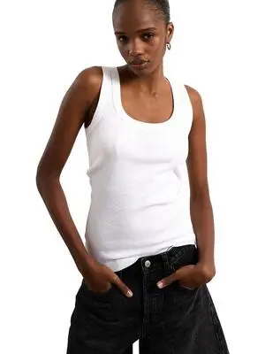 TOPSHOP Ribbed Stretch Cotton Tank