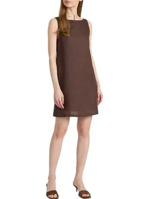 Santorelli Jaclyn Sleeveless Shift Dress - Coffee