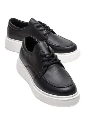 FOREVER & ALWAYS SHOES Mareon Leather Lace-up Sneakers - Black