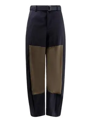 Sacai Wool Blend Trousers With Nylon Inserts Blu