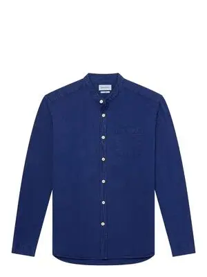 Oliver Peoples Oliver Spencer - Kildale Grandad-Collar Cotton Shirt - Men - Blue - UK/US 14.5 Navy