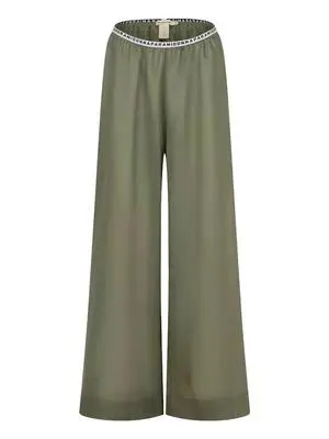 PARAMIDONNA Tessa Logo-waistband Beach Trousers - Green