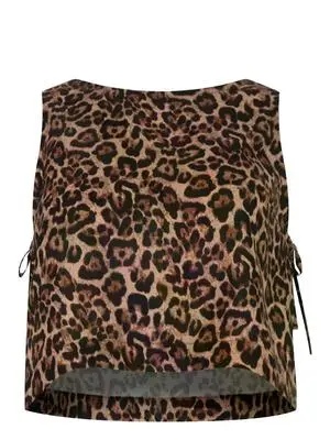 PARAMIDONNA Leopard-print Side-tie Top - Brown