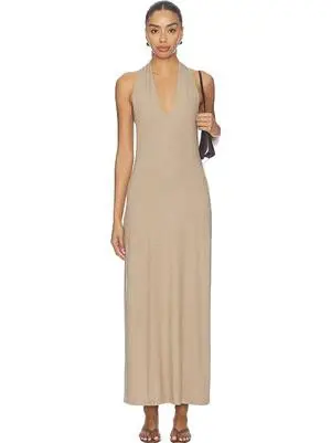 LESET Halterneck Maxi Dress - Sable