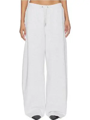 Alexander Wang Mid Rise Sweatpant With Rhinestone Drawcord - Light Heather Grey