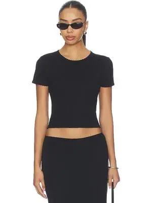 LESET LESET Pointelle Baby Tee With Scalloped Trim