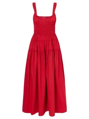DÔEN Organic Cotton-poplin Midi Dress - Red