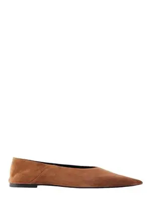 Saint Laurent Woven Leather Ballerina Flats - Brown