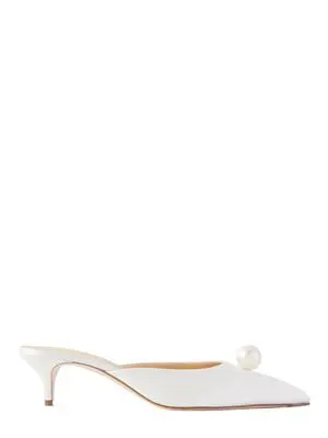 Magda Butrym Embellished Satin Kitten Heel Pumps - Neutrals