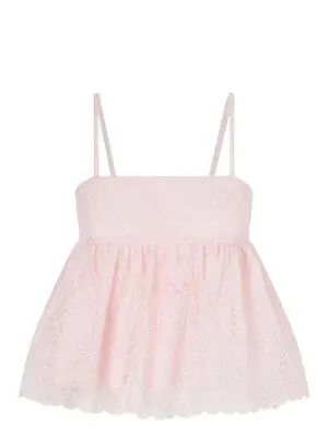 Cecilie Bahnsen Embroidered Cotton-blend Top - Pink