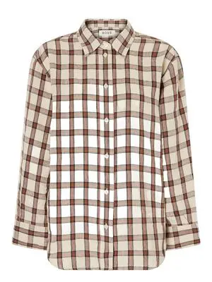 RÓHE Oversized Checked Linen Shirt - Brown