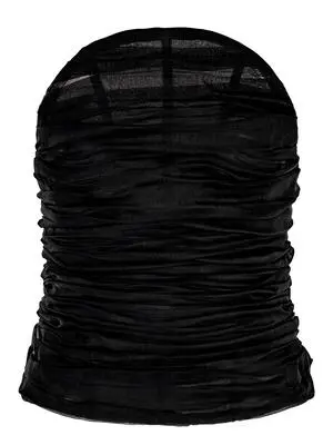 Balenciaga Ruched Silk-chiffon Bustier Top - Black
