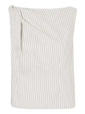 RÓHE Draped Striped Silk And Cotton-Blend Blouse Ecru