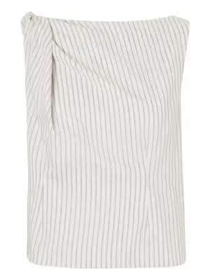 RÓHE Draped Striped Silk And Cotton-blend Blouse - Neutrals