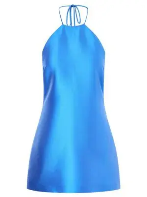 Bernadette Crepe Halterneck Mini Dress - Blue