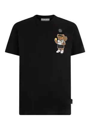 Philipp Plein Round Neck Teddy Patch T-shirt - Black