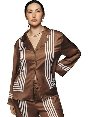 Glamorous Satin Striped Shirt - Olive