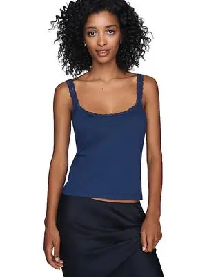LYREBIRD Lace-trim Knit Camisole - Navy