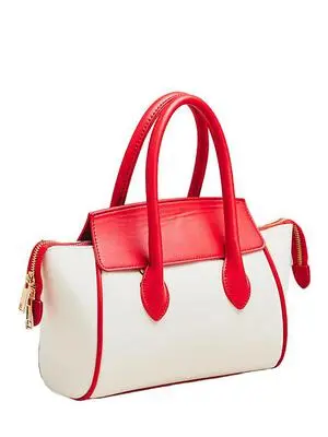 Anthropologie Canvas Foldover Satchel Tote Bag - Red