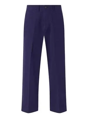 BEAMS Straight-leg Herringbone Cotton Trousers - Blue