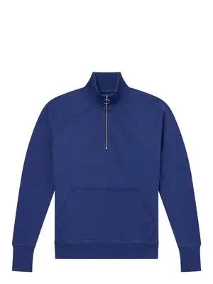 DRAKE'S Drake's Cotton-Jersey Half-Zip Sweater Navy