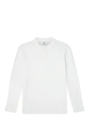 Brunello Cucinelli Linen And Cotton-blend Henley T-shirt - Neutrals