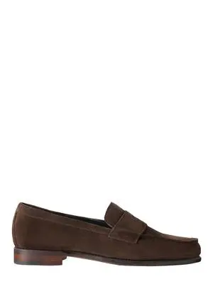 DRAKE'S Charles Suede Penny Loafers Brown