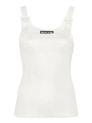 Versace Buckle-detail Metallic Top - Neutrals