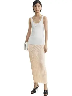 TOTEME Crinkled Knit Skirt Beige
